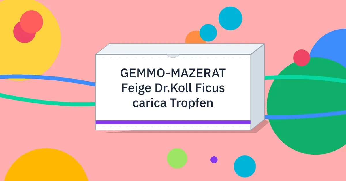 Symbolbild: Packung mit der Aufschrift GEMMO-MAZERAT Feige Dr.Koll Ficus carica Tropfen (PZN 18468005) – Verfügbarkeit und Bezug in Apotheken in Frankfurt am Main