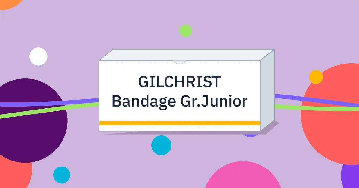 Symbolbild: Packung mit der Aufschrift GILCHRIST Bandage Gr.Junior (PZN 07384854) – Verfügbarkeit und Bezug in Apotheken in Frankfurt am Main