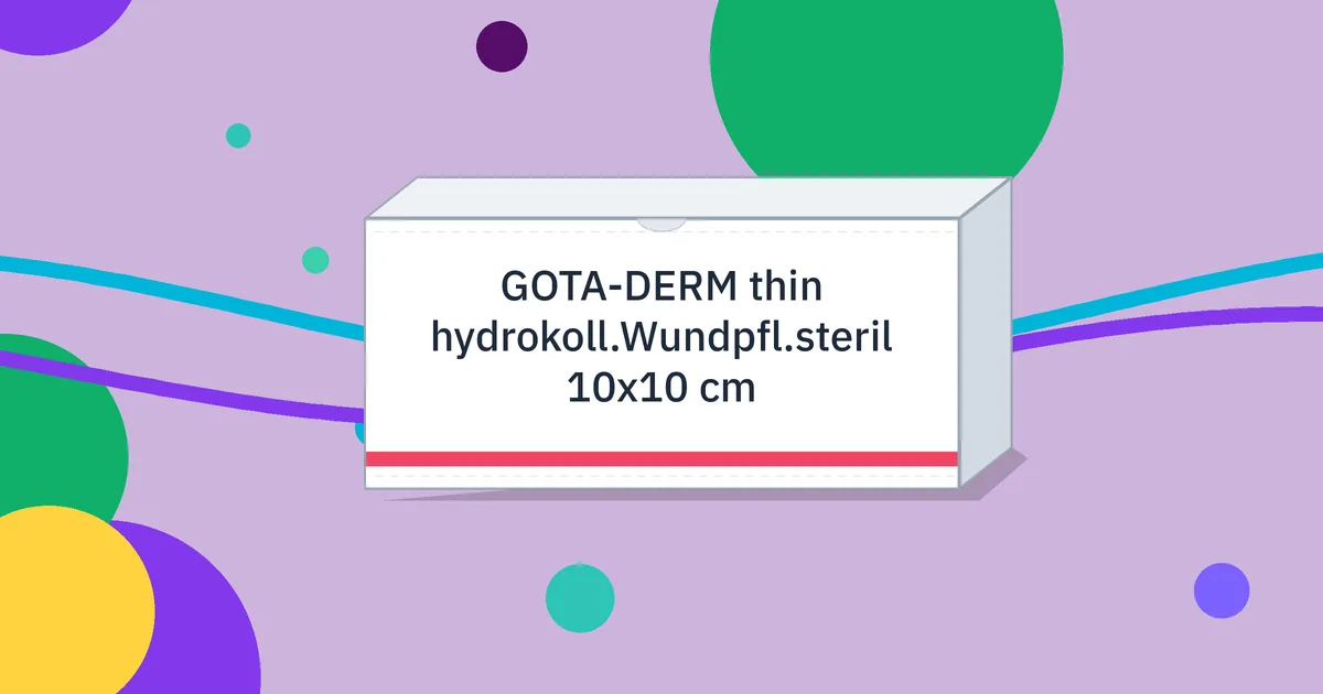 Symbolbild: Packung mit der Aufschrift GOTA-DERM thin hydrokoll.Wundpfl.steril 10x10 cm (PZN 08880041) – Verfügbarkeit und Bezug in Apotheken in Frankfurt am Main