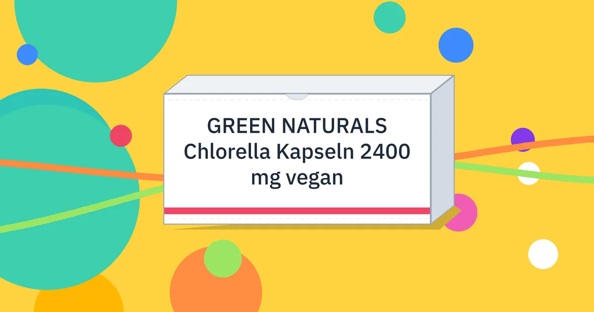 Symbolbild: Packung mit der Aufschrift GREEN NATURALS Chlorella Kapseln 2400 mg vegan (PZN 19483389) – Verfügbarkeit und Bezug in Apotheken in Frankfurt am Main