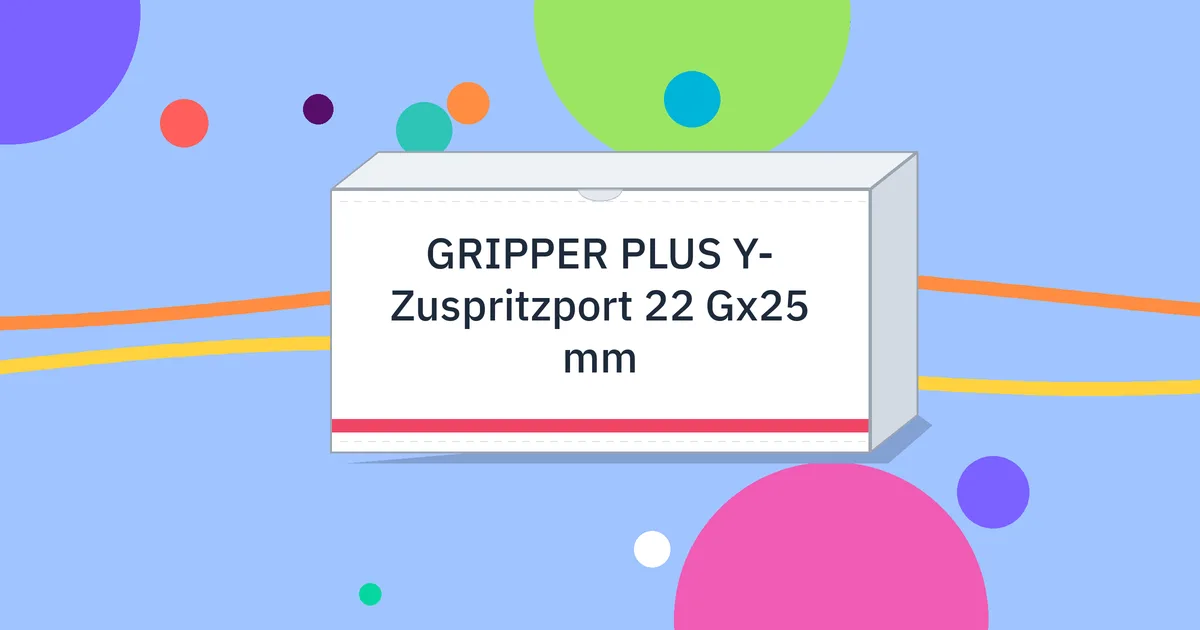 Symbolbild: Packung mit der Aufschrift GRIPPER PLUS Y-Zuspritzport 22 Gx25 mm (PZN 09676093) – Verfügbarkeit und Bezug in Apotheken in Frankfurt am Main