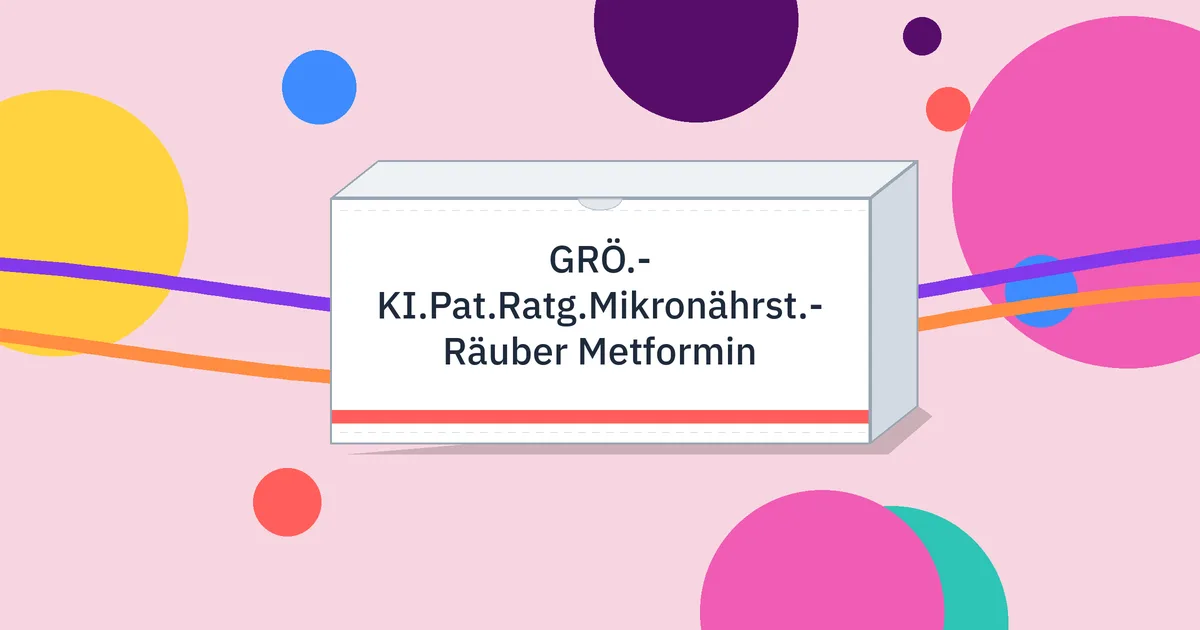 Symbolbild: Packung mit der Aufschrift GRÖ.-KI.Pat.Ratg.Mikronährst.-Räuber Metformin (PZN 16321887) – Verfügbarkeit und Bezug in Apotheken in Frankfurt am Main