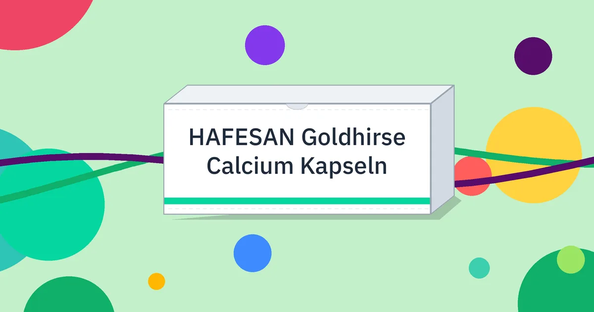 Symbolbild: Packung mit der Aufschrift HAFESAN Goldhirse Calcium Kapseln (PZN 07427316) – Verfügbarkeit und Bezug in Apotheken in Frankfurt am Main