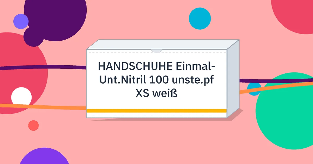 Symbolbild: Packung mit der Aufschrift HANDSCHUHE Einmal-Unt.Nitril 100 unste.pf XS weiß (PZN 19808443) – Verfügbarkeit und Bezug in Apotheken in Frankfurt am Main
