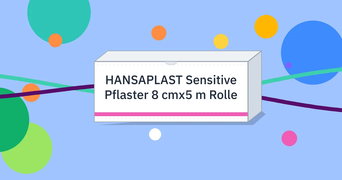 Symbolbild: Packung mit der Aufschrift HANSAPLAST Sensitive Pflaster 8 cmx5 m Rolle (PZN 13576687) – Verfügbarkeit und Bezug in Apotheken in Frankfurt am Main