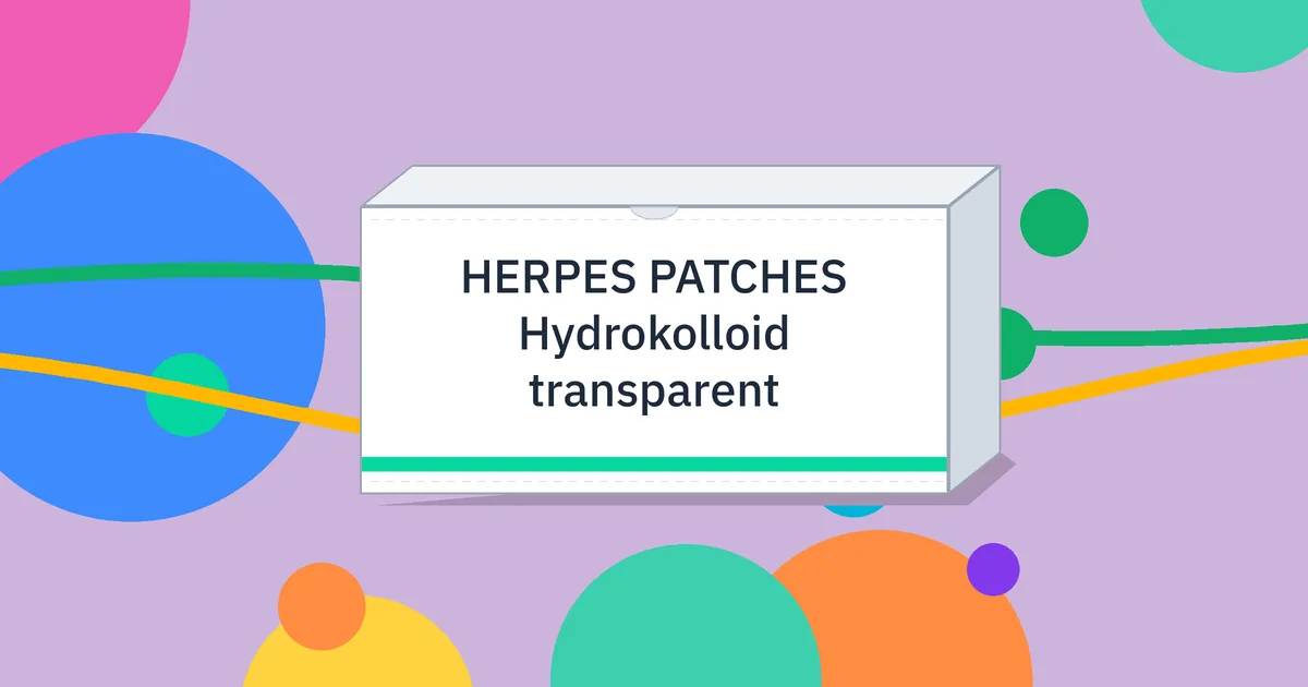 Symbolbild: Packung mit der Aufschrift HERPES PATCHES Hydrokolloid transparent (PZN 20162242) – Verfügbarkeit und Bezug in Apotheken in Frankfurt am Main