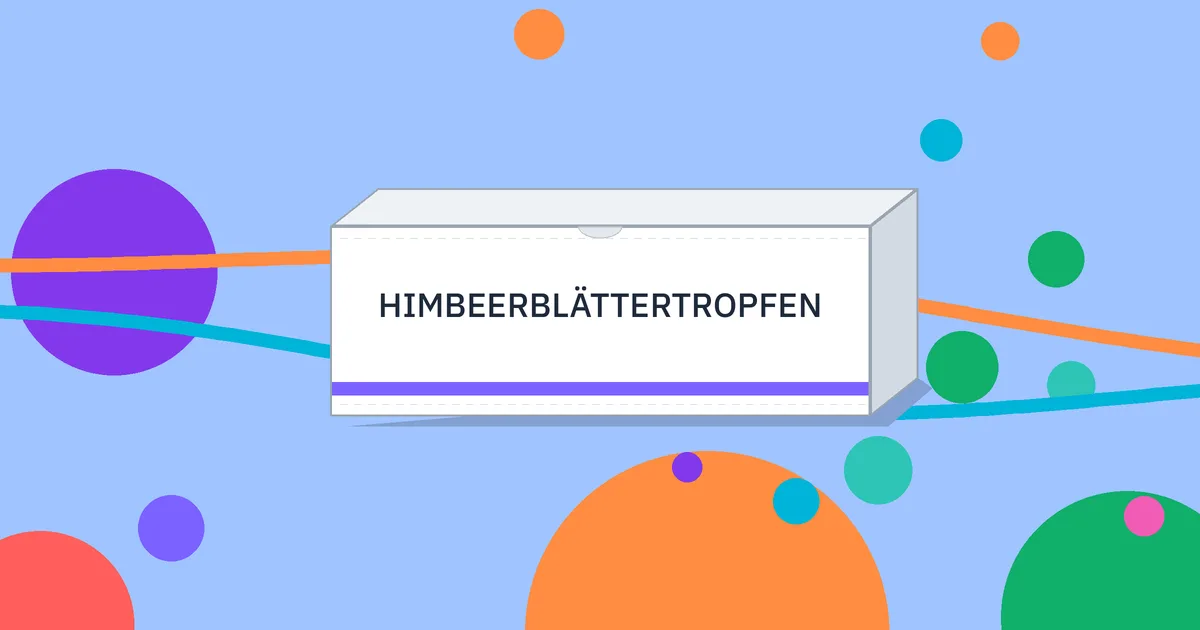 Symbolbild: Packung mit der Aufschrift HIMBEERBLÄTTERTROPFEN (PZN 14126294) – Verfügbarkeit und Bezug in Apotheken in Frankfurt am Main