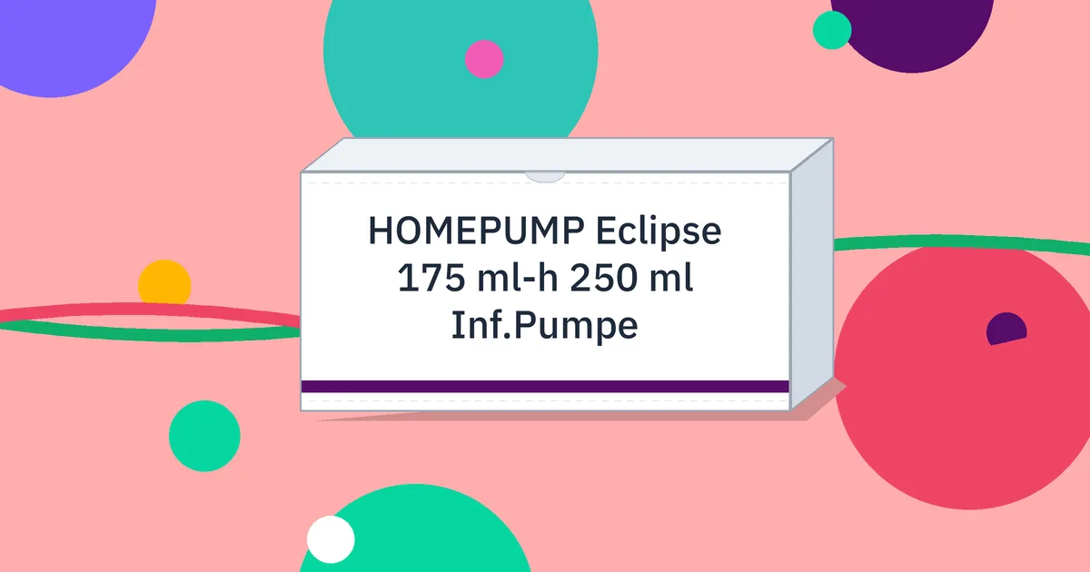 Symbolbild: Packung mit der Aufschrift HOMEPUMP Eclipse 175 ml-h 250 ml Inf.Pumpe (PZN 10625758) – Verfügbarkeit und Bezug in Apotheken in Frankfurt am Main