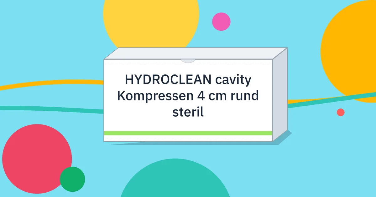 Symbolbild: Packung mit der Aufschrift HYDROCLEAN cavity Kompressen 4 cm rund steril (PZN 15297017) – Verfügbarkeit und Bezug in Apotheken in Frankfurt am Main