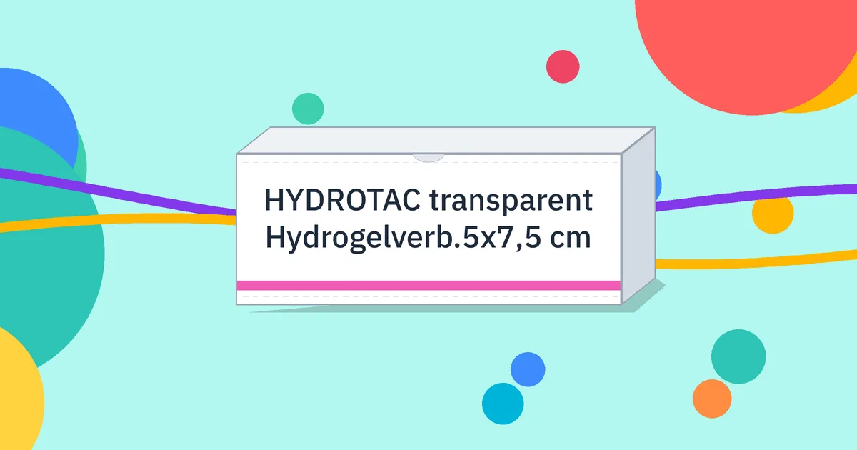 Symbolbild: Packung mit der Aufschrift HYDROTAC transparent Hydrogelverb.5x7,5 cm (PZN 12801685) – Verfügbarkeit und Bezug in Apotheken in Frankfurt am Main