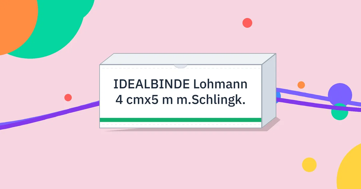 Symbolbild: Packung mit der Aufschrift IDEALBINDE Lohmann 4 cmx5 m m.Schlingk. (PZN 15998659) – Verfügbarkeit und Bezug in Apotheken in Frankfurt am Main