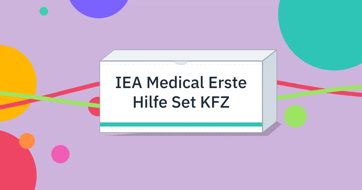 Symbolbild: Packung mit der Aufschrift IEA Medical Erste Hilfe Set KFZ (PZN 20319583) – Verfügbarkeit und Bezug in Apotheken in Frankfurt am Main