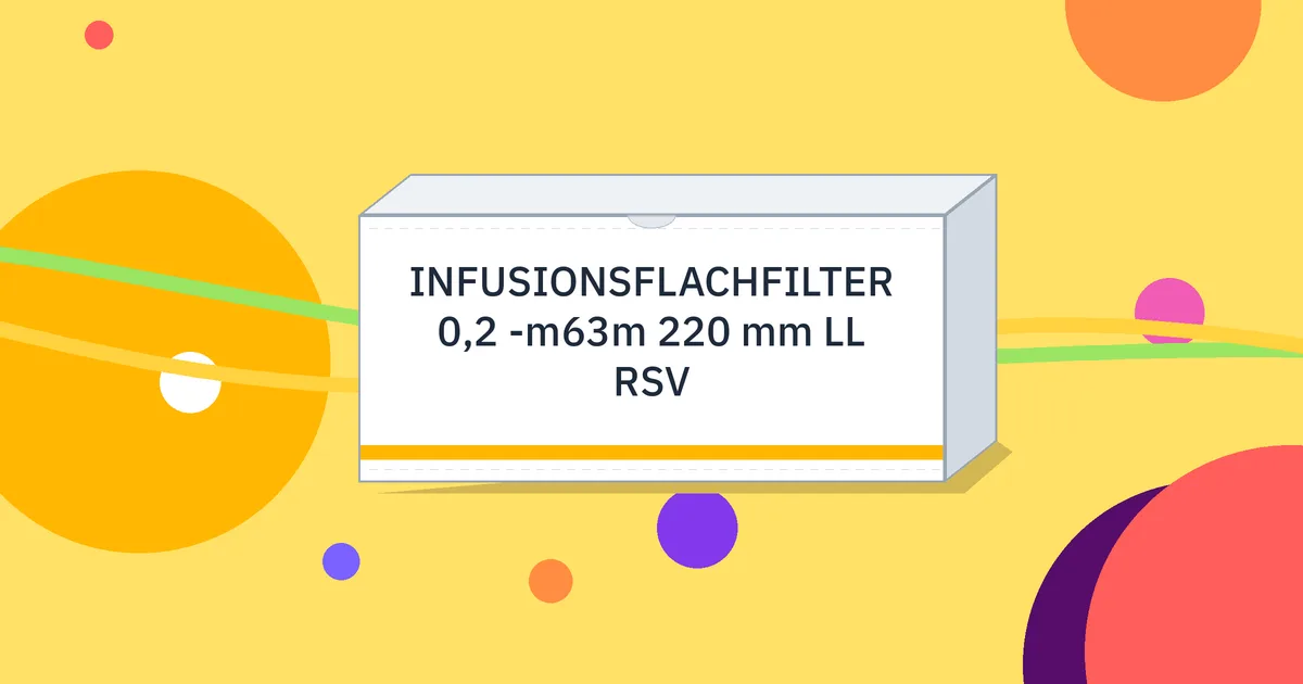 Symbolbild: Packung mit der Aufschrift INFUSIONSFLACHFILTER 0,2 -m63m 220 mm LL RSV (PZN 17487791) – Verfügbarkeit und Bezug in Apotheken in Frankfurt am Main