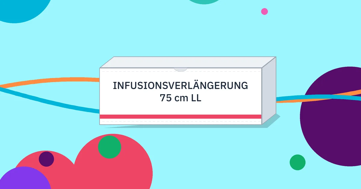 Symbolbild: Packung mit der Aufschrift INFUSIONSVERLÄNGERUNG 75 cm LL (PZN 17486917) – Verfügbarkeit und Bezug in Apotheken in Frankfurt am Main