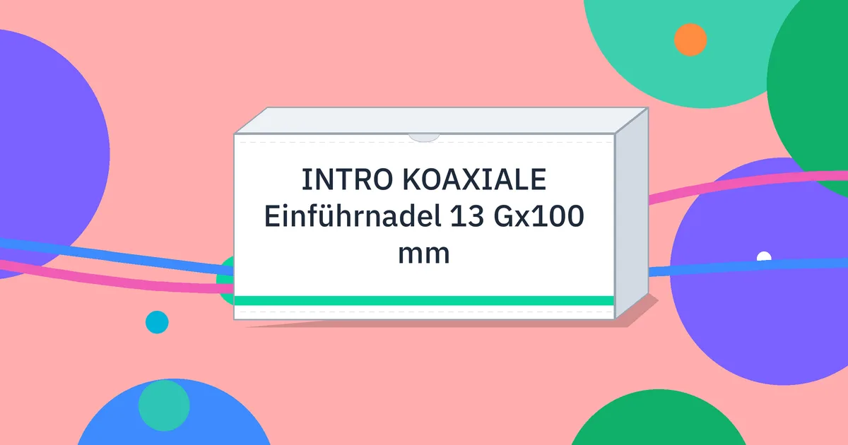 Symbolbild: Packung mit der Aufschrift INTRO KOAXIALE Einführnadel 13 Gx100 mm (PZN 19737022) – Verfügbarkeit und Bezug in Apotheken in Frankfurt am Main