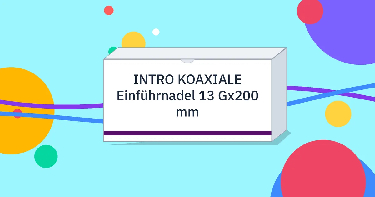 Symbolbild: Packung mit der Aufschrift INTRO KOAXIALE Einführnadel 13 Gx200 mm (PZN 19737068) – Verfügbarkeit und Bezug in Apotheken in Frankfurt am Main