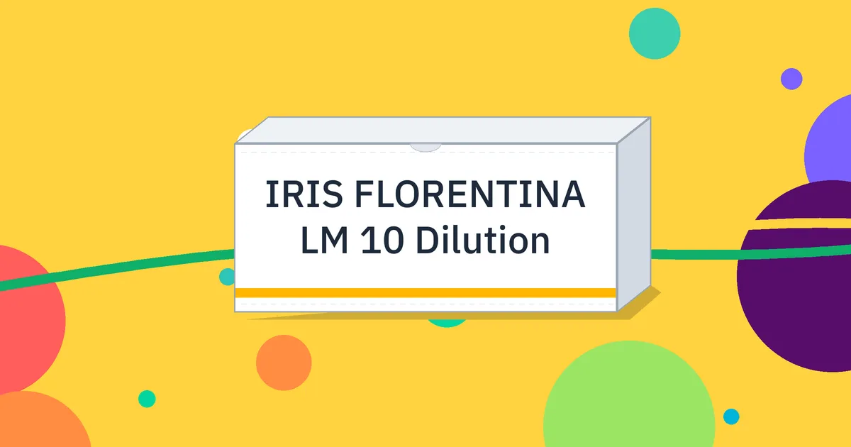 Symbolbild: Packung mit der Aufschrift IRIS FLORENTINA LM 10 Dilution (PZN 13560918) – Verfügbarkeit und Bezug in Apotheken in Frankfurt am Main