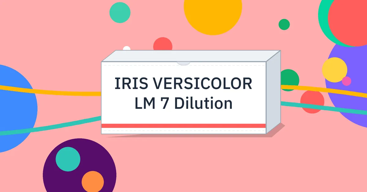 Symbolbild: Packung mit der Aufschrift IRIS VERSICOLOR LM 7 Dilution (PZN 12914774) – Verfügbarkeit und Bezug in Apotheken in Frankfurt am Main