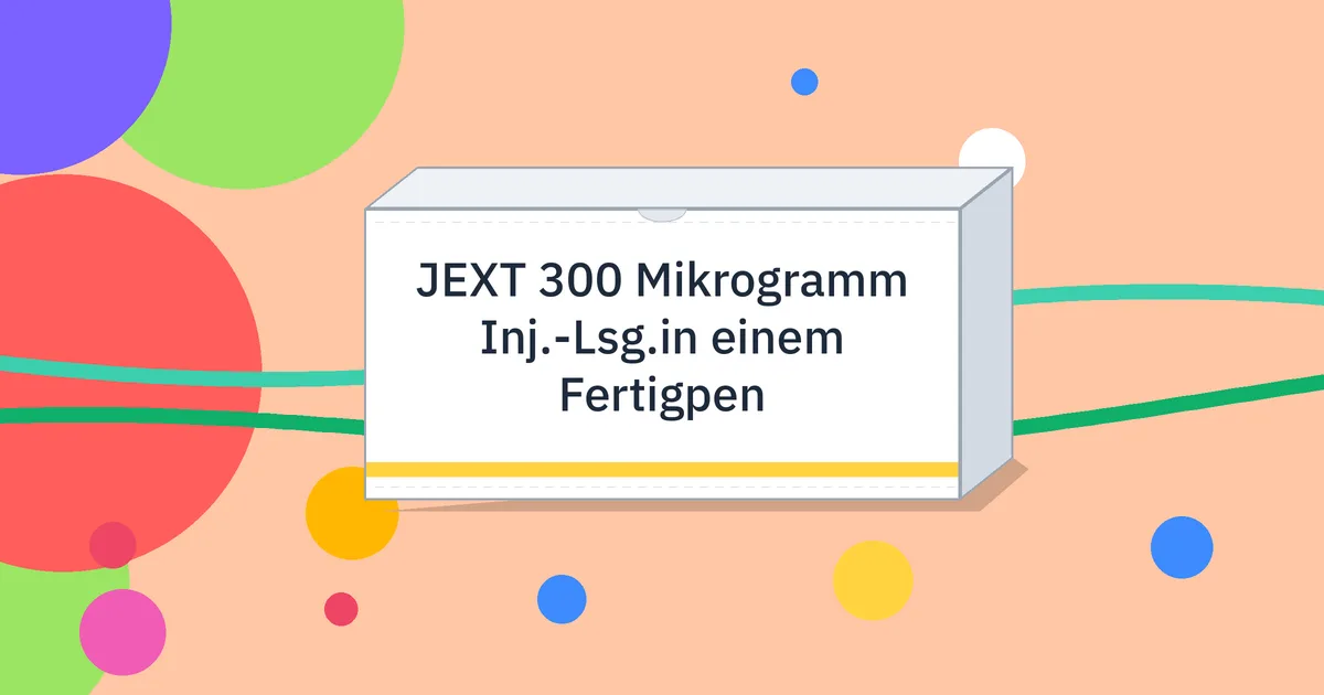 Symbolbild: Packung mit der Aufschrift JEXT 300 Mikrogramm Inj.-Lsg.in einem Fertigpen (PZN 18496237) – Verfügbarkeit und Bezug in Apotheken in Frankfurt am Main