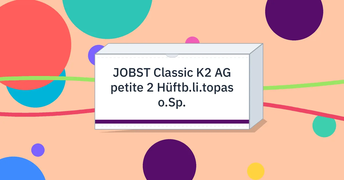 Symbolbild: Packung mit der Aufschrift JOBST Classic K2 AG petite 2 Hüftb.li.topas o.Sp. (PZN 13064705) – Verfügbarkeit und Bezug in Apotheken in Frankfurt am Main