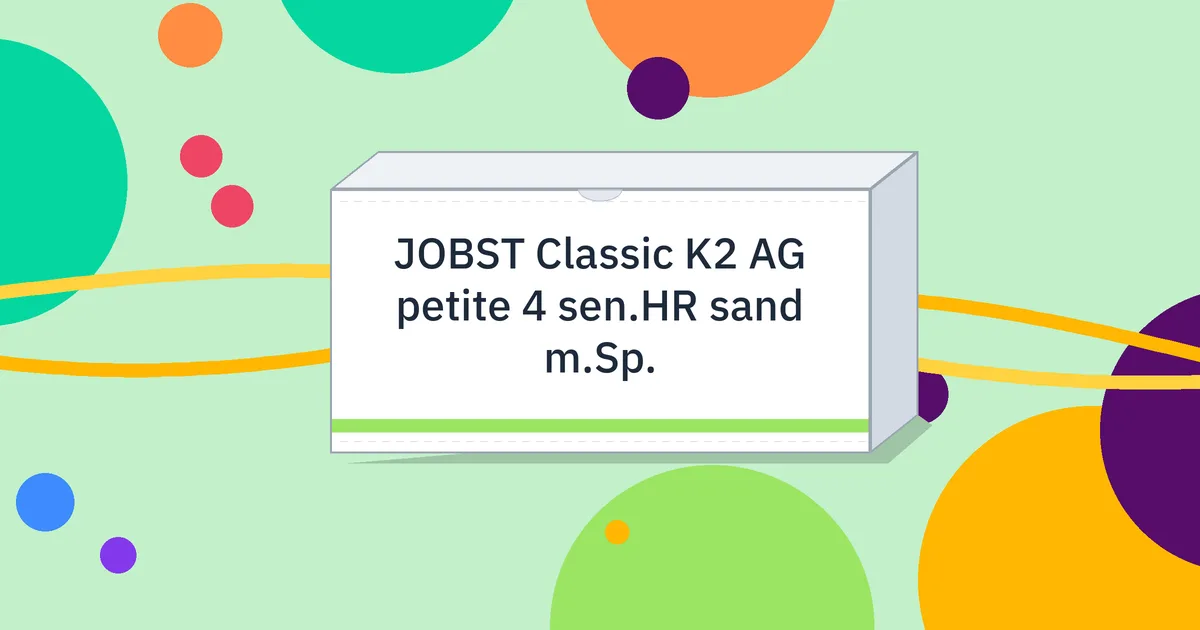 Symbolbild: Packung mit der Aufschrift JOBST Classic K2 AG petite 4 sen.HR sand m.Sp. (PZN 17961548) – Verfügbarkeit und Bezug in Apotheken in Frankfurt am Main