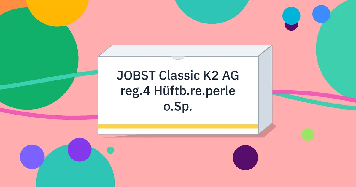 Symbolbild: Packung mit der Aufschrift JOBST Classic K2 AG reg.4 Hüftb.re.perle o.Sp. (PZN 13067299) – Verfügbarkeit und Bezug in Apotheken in Frankfurt am Main