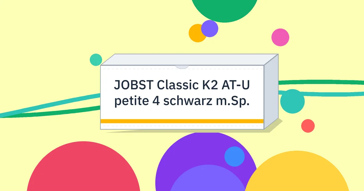 Symbolbild: Packung mit der Aufschrift JOBST Classic K2 AT-U petite 4 schwarz m.Sp. (PZN 13068235) – Verfügbarkeit und Bezug in Apotheken in Frankfurt am Main