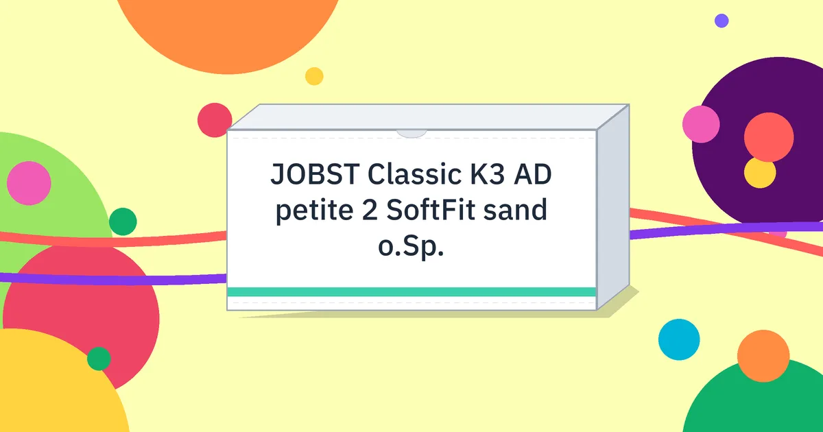 Symbolbild: Packung mit der Aufschrift JOBST Classic K3 AD petite 2 SoftFit sand o.Sp. (PZN 14223212) – Verfügbarkeit und Bezug in Apotheken in Frankfurt am Main