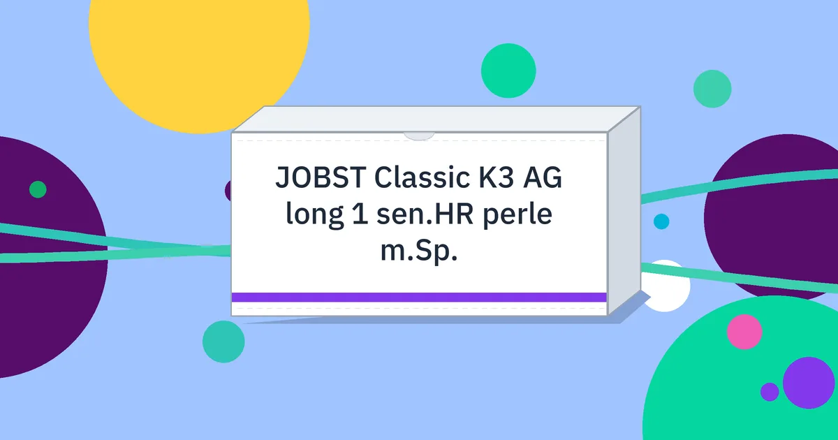 Symbolbild: Packung mit der Aufschrift JOBST Classic K3 AG long 1 sen.HR perle m.Sp. (PZN 17958084) – Verfügbarkeit und Bezug in Apotheken in Frankfurt am Main