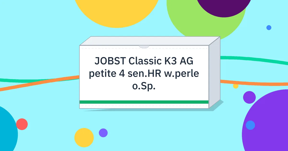 Symbolbild: Packung mit der Aufschrift JOBST Classic K3 AG petite 4 sen.HR w.perle o.Sp. (PZN 17956553) – Verfügbarkeit und Bezug in Apotheken in Frankfurt am Main