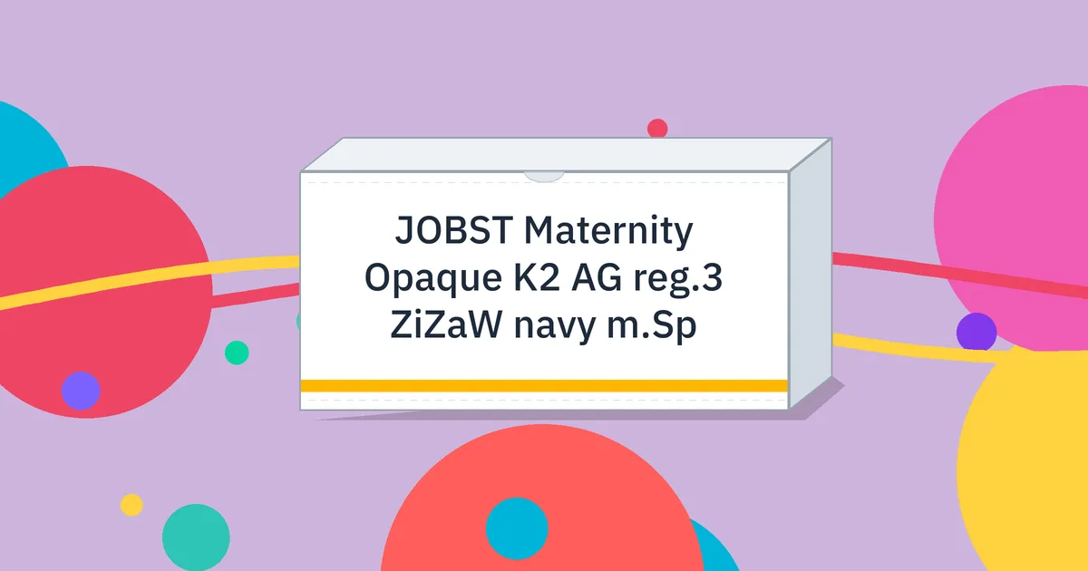 Symbolbild: Packung mit der Aufschrift JOBST Maternity Opaque K2 AG reg.3 ZiZaW navy m.Sp (PZN 15860688) – Verfügbarkeit und Bezug in Apotheken in Frankfurt am Main