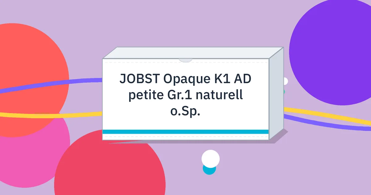 Symbolbild: Packung mit der Aufschrift JOBST Opaque K1 AD petite Gr.1 naturell o.Sp. (PZN 13080288) – Verfügbarkeit und Bezug in Apotheken in Frankfurt am Main