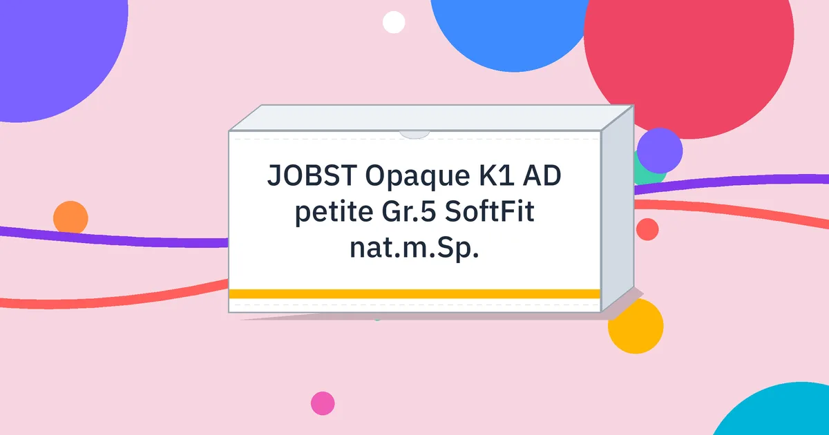 Symbolbild: Packung mit der Aufschrift JOBST Opaque K1 AD petite Gr.5 SoftFit nat.m.Sp. (PZN 13079517) – Verfügbarkeit und Bezug in Apotheken in Frankfurt am Main