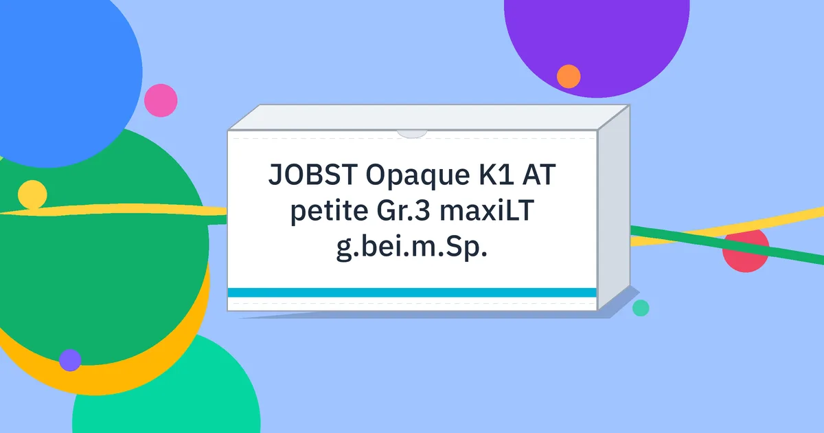 Symbolbild: Packung mit der Aufschrift JOBST Opaque K1 AT petite Gr.3 maxiLT g.bei.m.Sp. (PZN 16276282) – Verfügbarkeit und Bezug in Apotheken in Frankfurt am Main