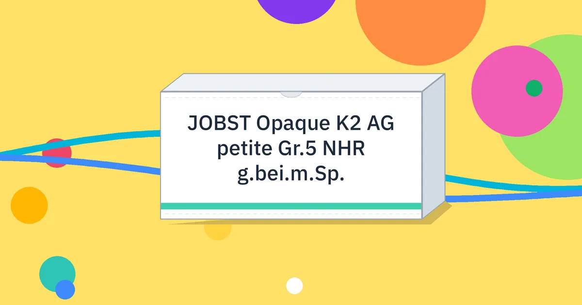 Symbolbild: Packung mit der Aufschrift JOBST Opaque K2 AG petite Gr.5 NHR g.bei.m.Sp. (PZN 16283721) – Verfügbarkeit und Bezug in Apotheken in Frankfurt am Main