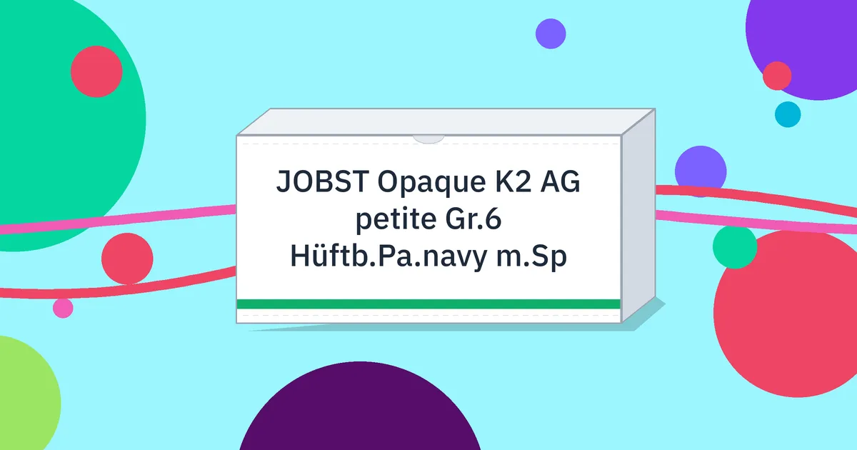 Symbolbild: Packung mit der Aufschrift JOBST Opaque K2 AG petite Gr.6 Hüftb.Pa.navy m.Sp (PZN 13114372) – Verfügbarkeit und Bezug in Apotheken in Frankfurt am Main