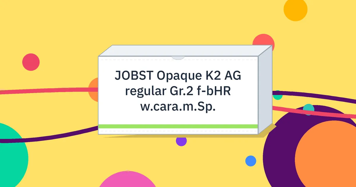 Symbolbild: Packung mit der Aufschrift JOBST Opaque K2 AG regular Gr.2 f-bHR w.cara.m.Sp. (PZN 11253023) – Verfügbarkeit und Bezug in Apotheken in Frankfurt am Main