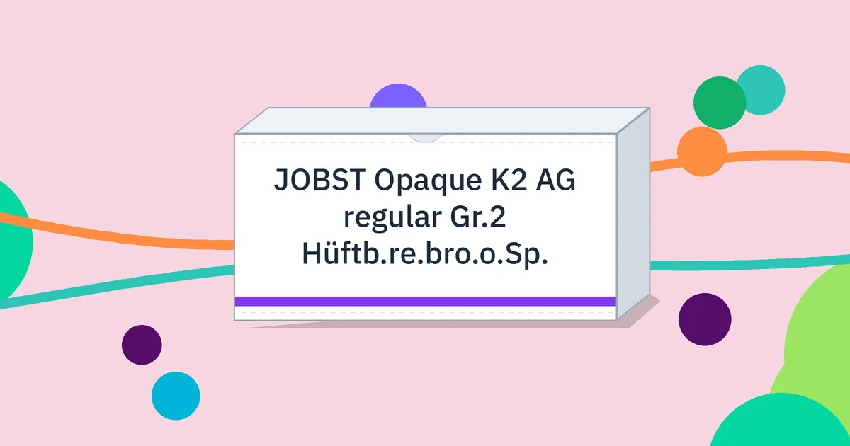 Symbolbild: Packung mit der Aufschrift JOBST Opaque K2 AG regular Gr.2 Hüftb.re.bro.o.Sp. (PZN 13117465) – Verfügbarkeit und Bezug in Apotheken in Frankfurt am Main