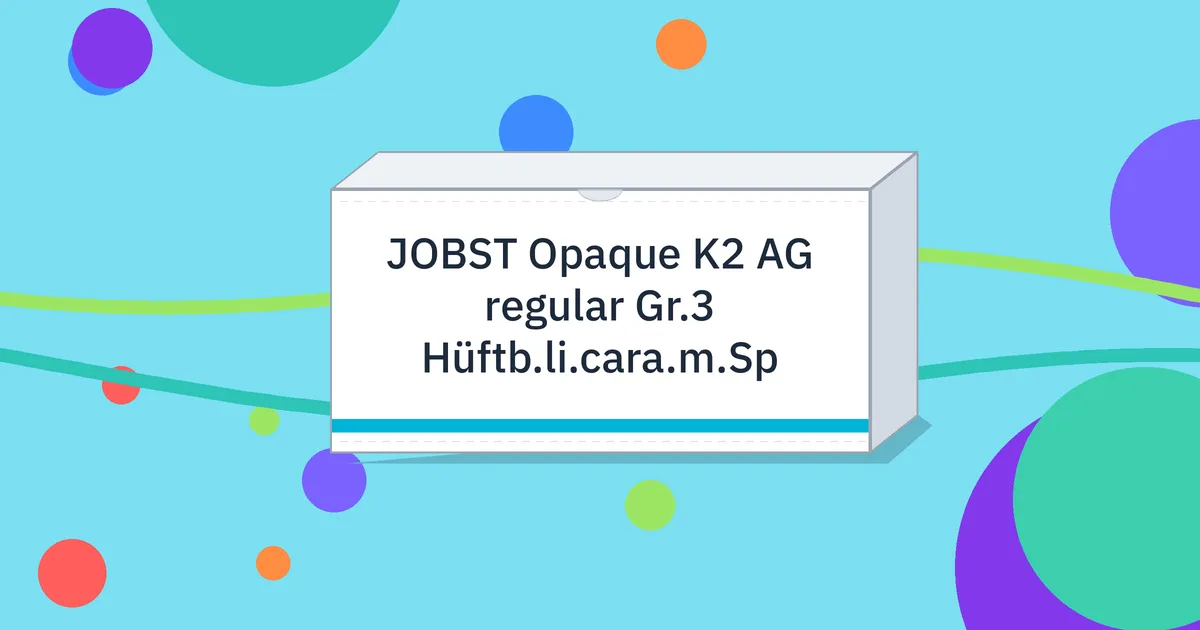 Symbolbild: Packung mit der Aufschrift JOBST Opaque K2 AG regular Gr.3 Hüftb.li.cara.m.Sp (PZN 13115710) – Verfügbarkeit und Bezug in Apotheken in Frankfurt am Main