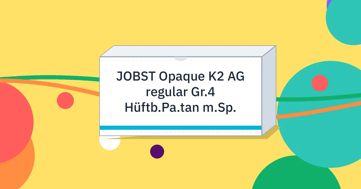 Symbolbild: Packung mit der Aufschrift JOBST Opaque K2 AG regular Gr.4 Hüftb.Pa.tan m.Sp. (PZN 16287222) – Verfügbarkeit und Bezug in Apotheken in Frankfurt am Main