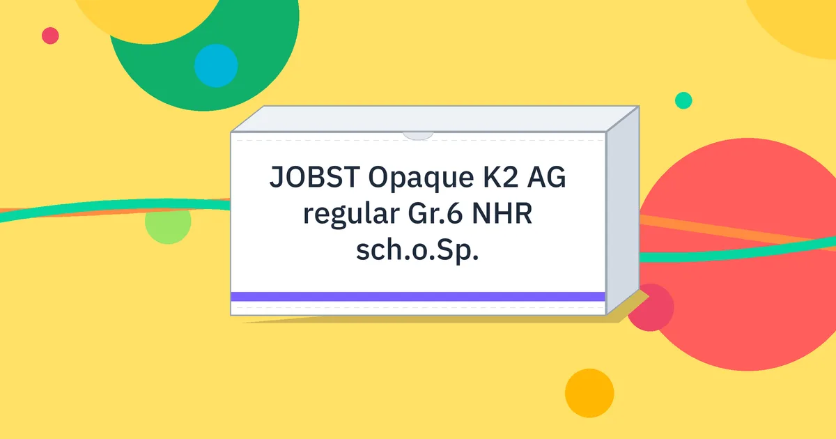 Symbolbild: Packung mit der Aufschrift JOBST Opaque K2 AG regular Gr.6 NHR sch.o.Sp. (PZN 11254005) – Verfügbarkeit und Bezug in Apotheken in Frankfurt am Main