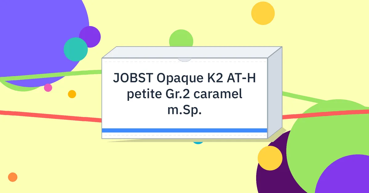 Symbolbild: Packung mit der Aufschrift JOBST Opaque K2 AT-H petite Gr.2 caramel m.Sp. (PZN 13117896) – Verfügbarkeit und Bezug in Apotheken in Frankfurt am Main