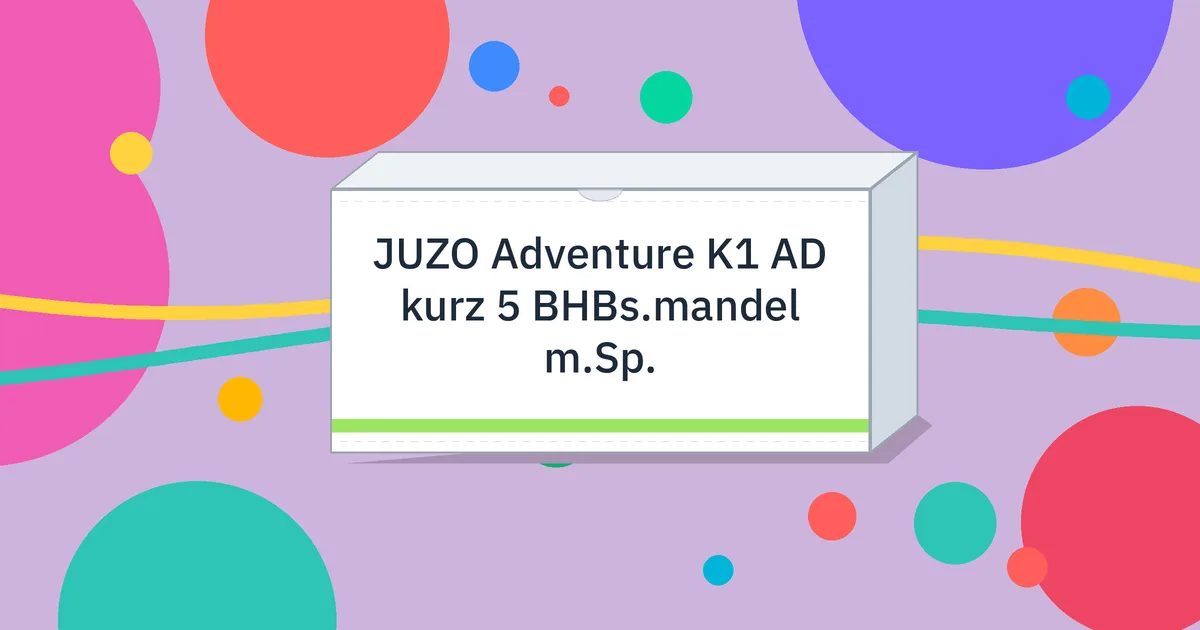 Symbolbild: Packung mit der Aufschrift JUZO Adventure K1 AD kurz 5 BHBs.mandel m.Sp. (PZN 15496254) – Verfügbarkeit und Bezug in Apotheken in Frankfurt am Main