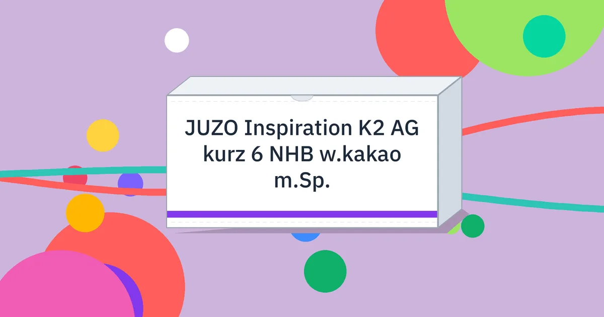 Symbolbild: Packung mit der Aufschrift JUZO Inspiration K2 AG kurz 6 NHB w.kakao m.Sp. (PZN 14950372) – Verfügbarkeit und Bezug in Apotheken in Frankfurt am Main