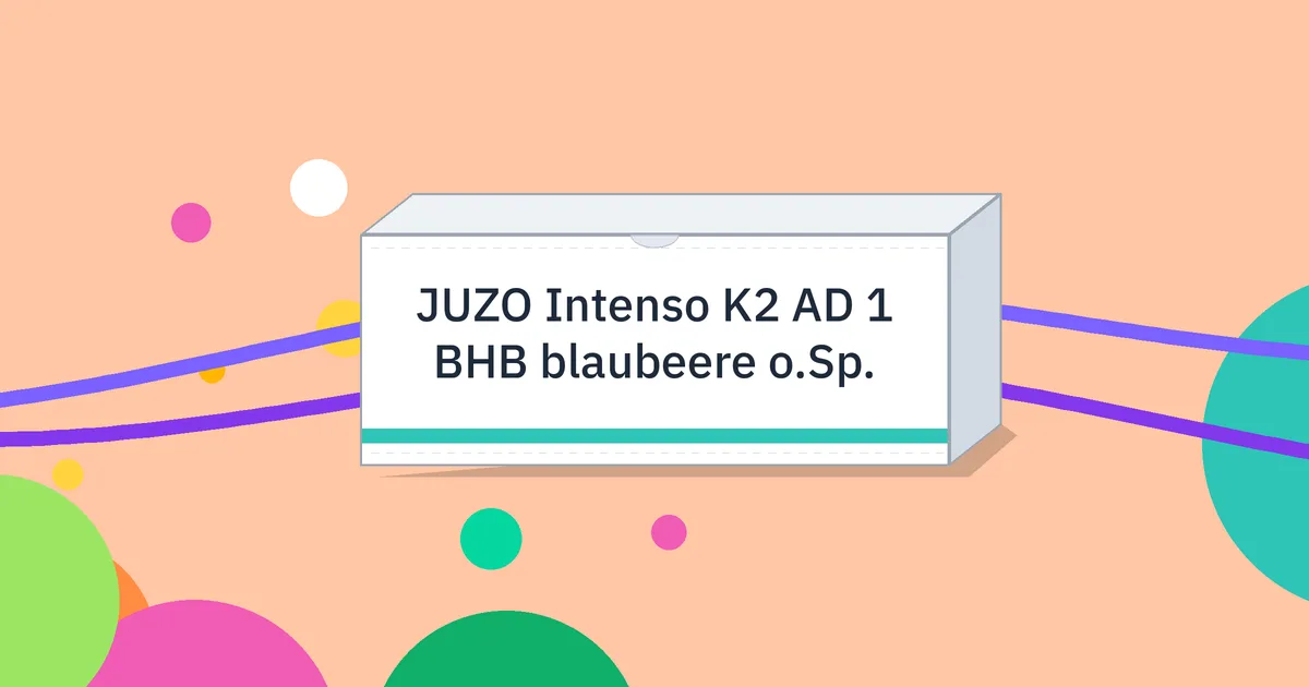 Symbolbild: Packung mit der Aufschrift JUZO Intenso K2 AD 1 BHB blaubeere o.Sp. (PZN 18623894) – Verfügbarkeit und Bezug in Apotheken in Frankfurt am Main