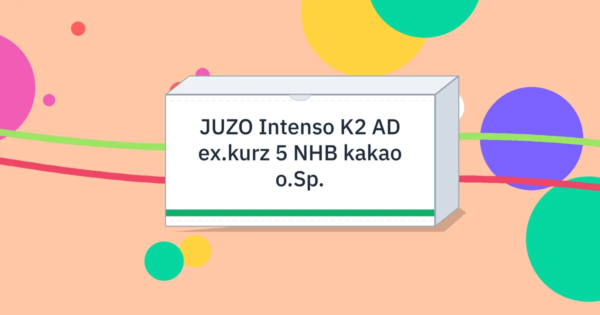 Symbolbild: Packung mit der Aufschrift JUZO Intenso K2 AD ex.kurz 5 NHB kakao o.Sp. (PZN 18622417) – Verfügbarkeit und Bezug in Apotheken in Frankfurt am Main