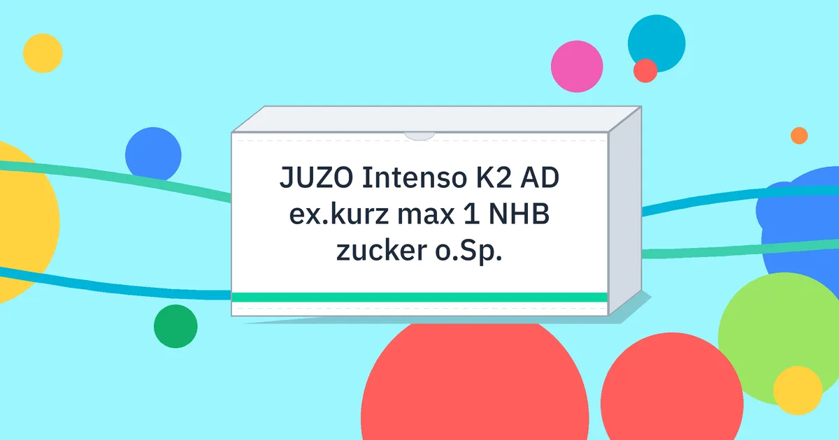 Symbolbild: Packung mit der Aufschrift JUZO Intenso K2 AD ex.kurz max 1 NHB zucker o.Sp. (PZN 18620677) – Verfügbarkeit und Bezug in Apotheken in Frankfurt am Main