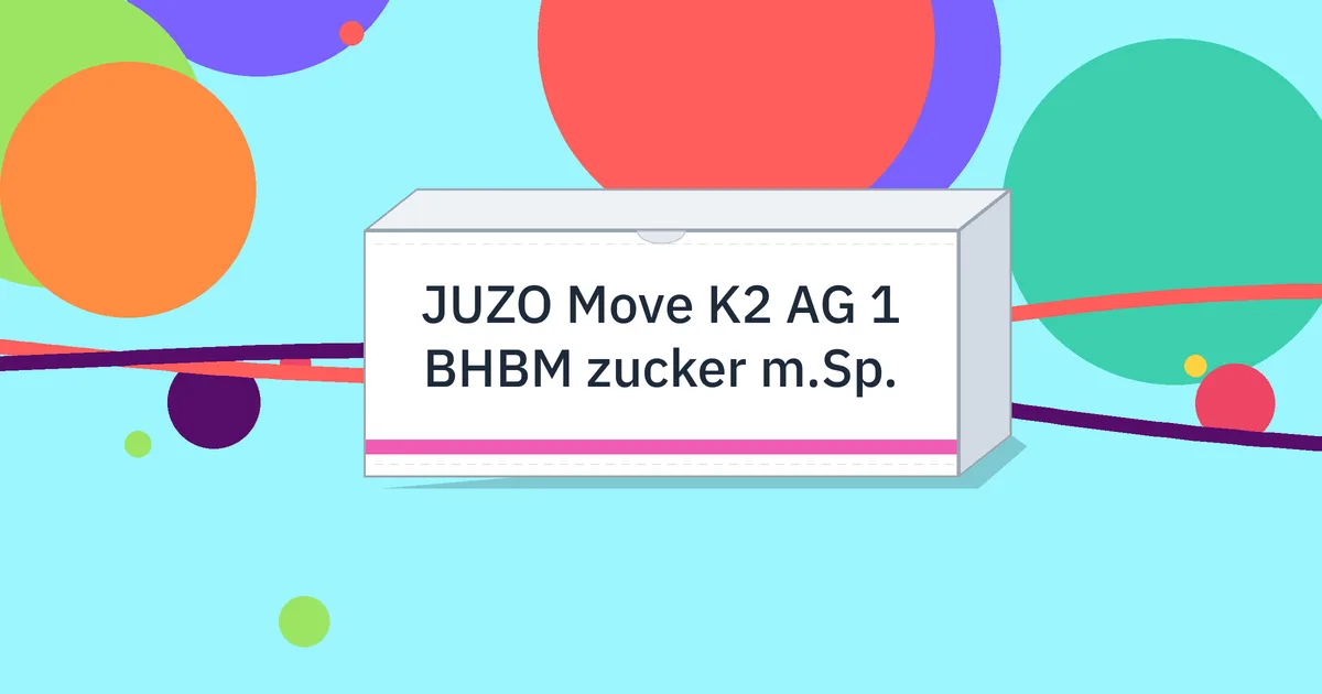 Symbolbild: Packung mit der Aufschrift JUZO Move K2 AG 1 BHBM zucker m.Sp. (PZN 18524525) – Verfügbarkeit und Bezug in Apotheken in Frankfurt am Main