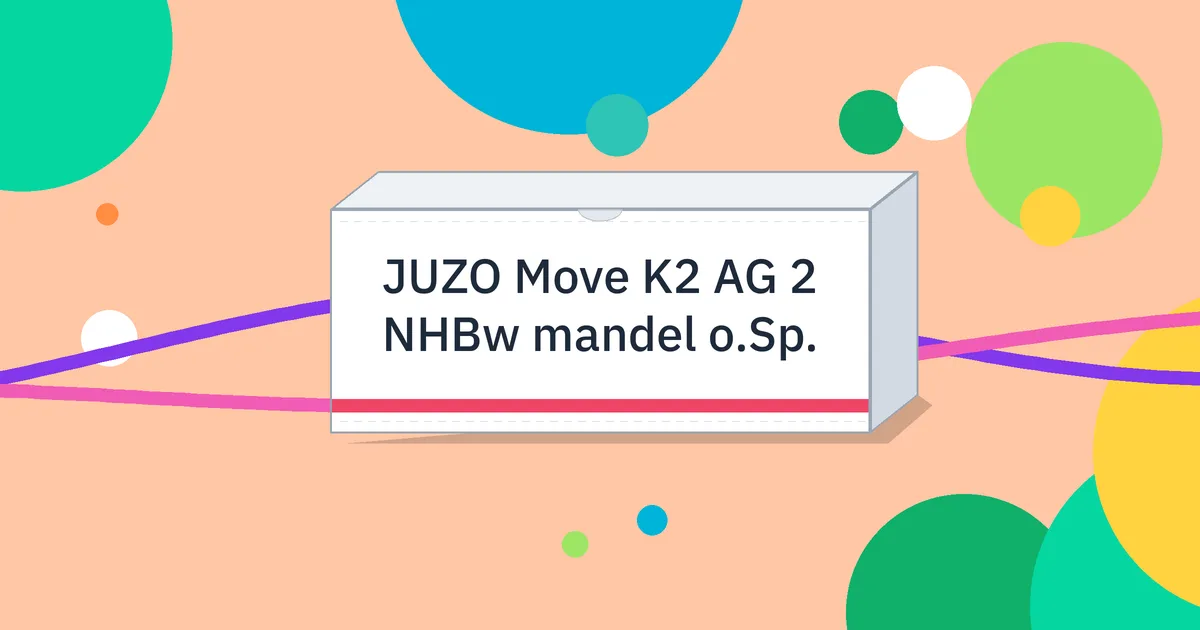 Symbolbild: Packung mit der Aufschrift JUZO Move K2 AG 2 NHBw mandel o.Sp. (PZN 16641238) – Verfügbarkeit und Bezug in Apotheken in Frankfurt am Main