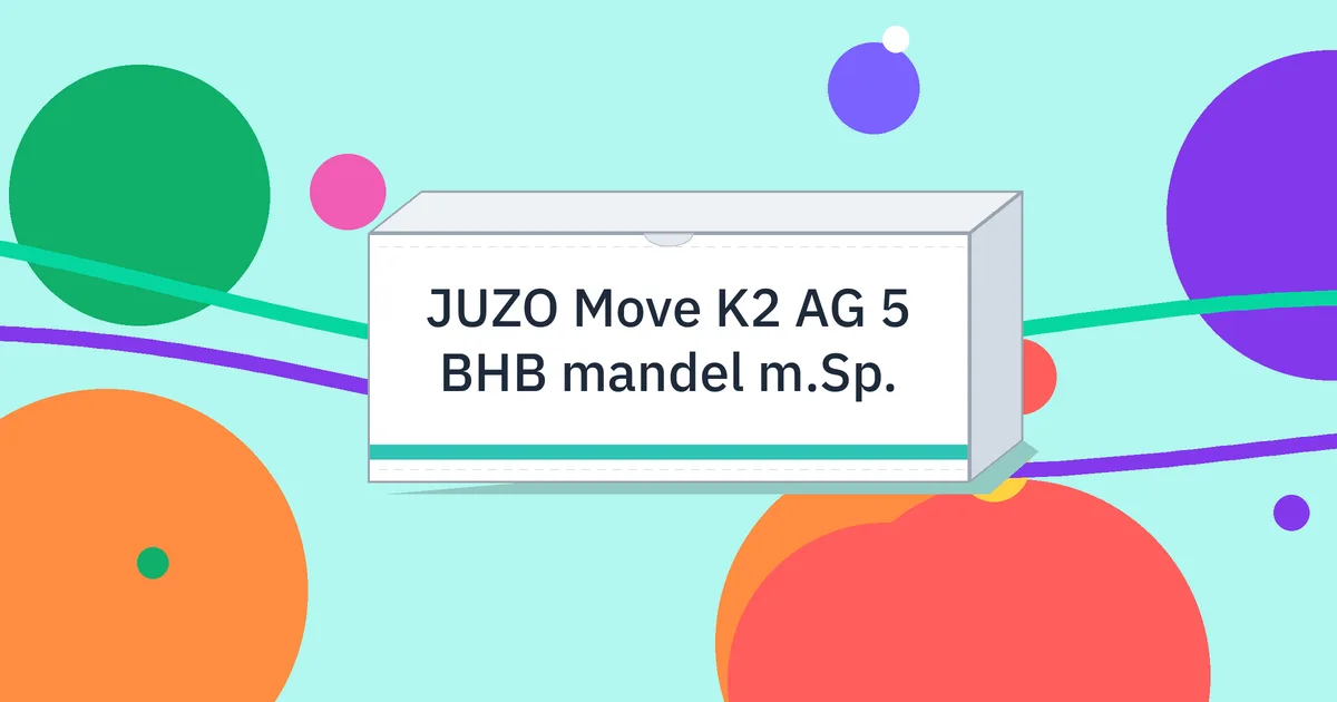 Symbolbild: Packung mit der Aufschrift JUZO Move K2 AG 5 BHB mandel m.Sp. (PZN 16637805) – Verfügbarkeit und Bezug in Apotheken in Frankfurt am Main